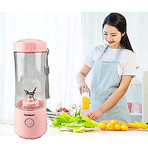 Modquen Portable Blender, 14 oz Personal Size Blender for Shakes and Smoothies, 220 Watt BPA-Free Mini Blender Cup, USB Rechargeable Cordless Blenders (Pink)