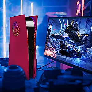 SIKEMAY PS5 Face Plates for Playstation 5 Console Disc Edition, PS5 Accessories ABS PS5 Cover Plates with Fan Vents, Hard Shockproof Anti-Scratch Replacement Protective Shell PS5 Cosmic Red Plates