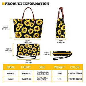 Suhoaziia Leopard with Pink Rose Women Handbag Fashion Satchel Purses Large Tote Shoulder Bag for Ladies 2pcs/Set Wallet