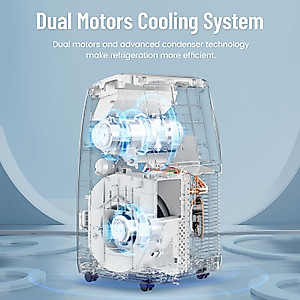 DuraComfort Portable Air Conditioners,11000 BTU(ASHRAE) /7000 BTU (SACC),Powerful AC Unit with Remote Controller,Cooling,Built-in Dehumidifier,Fan Modes,Reusable Filter,Up to 300 Sq.Ft