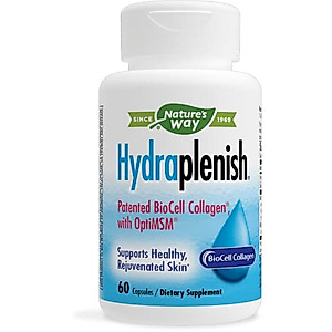 Nature's Way Hydraplenish with Patented BioCell Collagen & OptiMSM for Healthy Hair, Skin, and Nails*, 60 Capsules