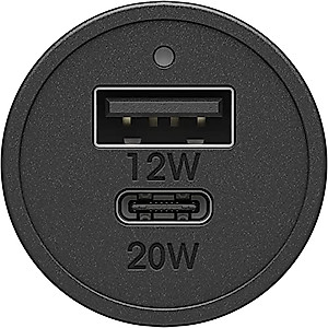 OtterBox USB-C Fast Charge Dual Port Car Charger, 50W Combined - BLACK