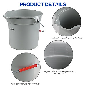 Begale 3.5 Gallon Commercial Cleaning Pail, Plastic Round Car Wash Bucket with Handle, Gray, Pack of 4