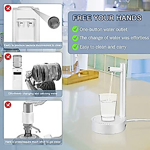 POGAIN Water Dispenser for Desktop, 7 Quantitative Levels Water Pump Mini Tablet Countertop for 1 2 3 4 5-Gallon Bottle (White)