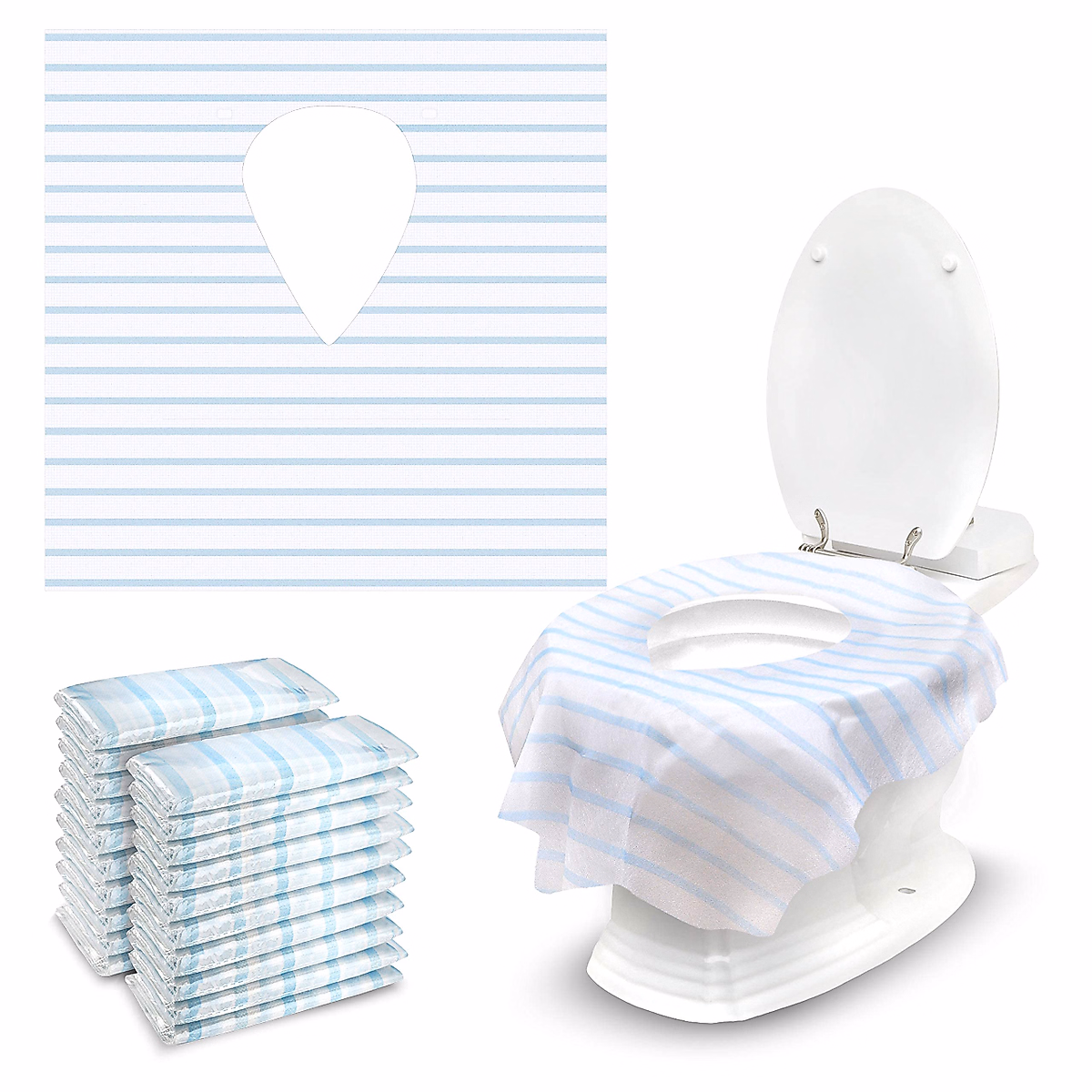 20 Extra Large, Individually Wrapped Disposable Toilet Seat Covers - Water Proof Potty Cover for Adults, Kids, Toddlers - Easy to Use, Nonslip Toilet Covers Disposable for Travel and Public Restrooms