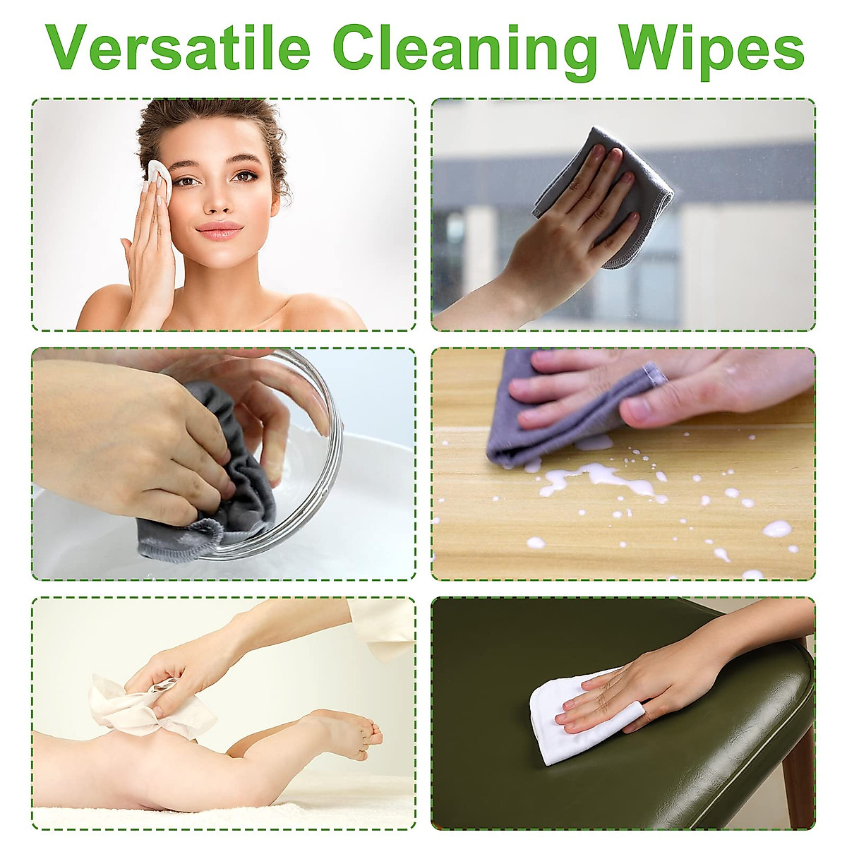 haakaa Reusable Cotton Cloth Wipe - Ultra Soft Absorbent Baby Diaper Wipe|Washable Home Kitchen Cleaning Rags|Safe Personal Baby Care Tissue -16PK Size L