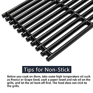 Hongso 18 1/4 inch Coated Cast Iron Grill Grates for Charbroil 463241013, 463241014, 466241013, 463243812, 466241014, 463270612, G526-0007-W1, Tru-Infrared 2 Burner Grills, PCB007