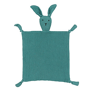 ZIGJOY Bunny Lovey Muslin Cotton Baby Security Blanket Soft Breathable Lovies for Babies Gifts for Newborn Infant Toddler Boys and Girls, Blue