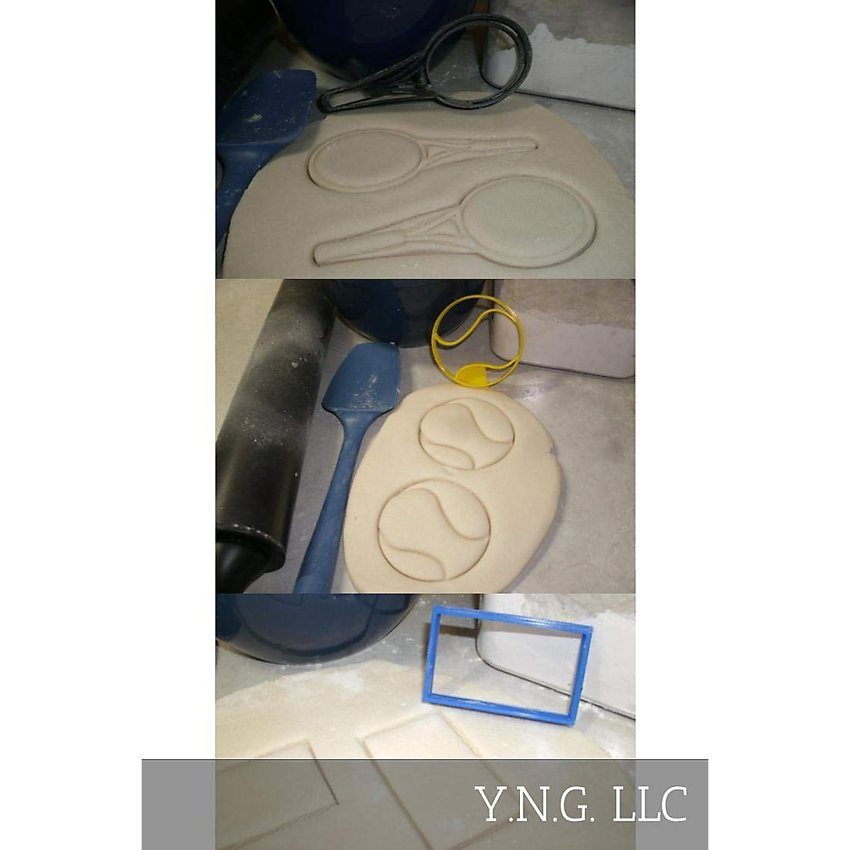 TENNIS BALL RACKET COURT SPORT ATHLETICS SET OF 3 COOKIE CUTTERS MADE IN USA PR1373