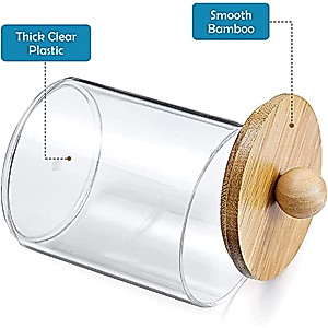 WUBY (4Pcs) Bathroom Jar with Lid, Cotton Ball Holder Bathroom Decorative Container,Holder for Storing Cotton Swabs, Cotton Balls, Dental Floss and Cotton Round Pads