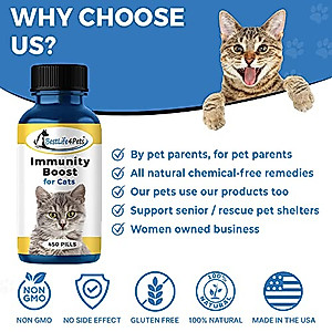 Immunity Boost for Cats Supplement – Helps Your Feline's Respiratory and Digestive System Fight Off Colds and Infections – All Natural, No Fuss Remedy (450 Pills)