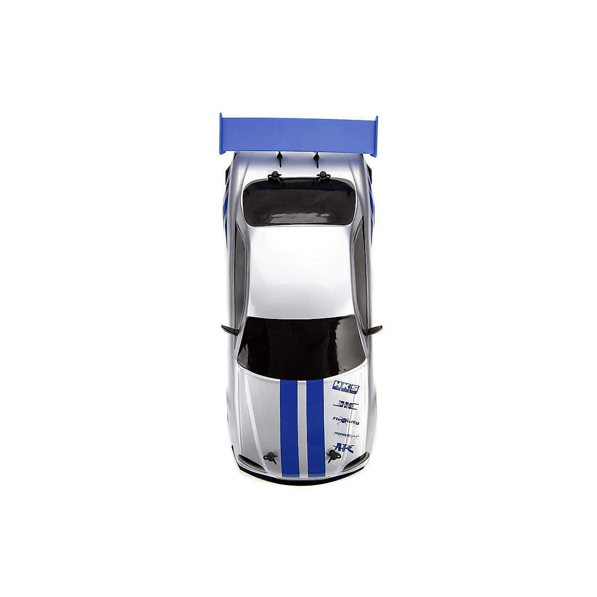 Jada Toys Fast & Furious Brian's Nissan Skyline GT-R (BN34) Drift Power Slide RC Radio Remote Control Toy Race Car with Extra Tires, 1:10 Scale, Silver/Blue (99701)