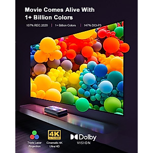 AWOL VISION LTV-3000 Pro 4K 3D Ultra Short Throw Triple Laser Projector, Dolby Vision & Atmos, HDR10+, 150" UST Laser TV Home Theater Projector