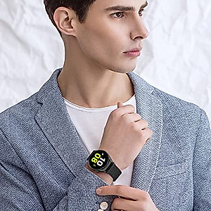 Zedoli for Samsung Galaxy Watch 4 Band 40mm 44mm / Classic 42mm 44mm / Samsung Galaxy Watch 5 40mm 44mm / Watch 5 Pro 45mm for Men Women, 2 Pack Stainless Steel Magnetic Metal Mesh Loop, Silver Black