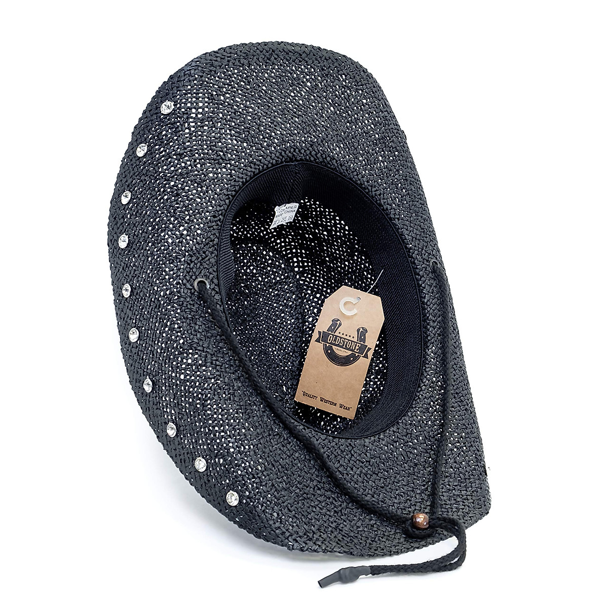 Old Stone Straw Cowboy Cowgirl Hat for Men/Women Unisex Summer Winter Wide Brim Sun Hat Dallas Western Style for Safari Fishing Beach Golf Hiking Multipurpose, Rockstar Black