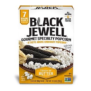 Black Jewell Gourmet Microwave Popcorn, Touch of Butter, 10.5 Ounces (Pack of 3)