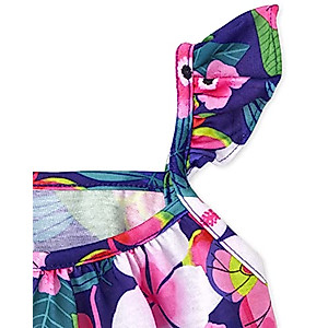 The Children's Place Girls' Sleeveless Tank Top and Short 2 Piece Pajama Set, Tropical Purple, Medium