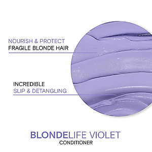 Joico Blonde Life Violet Conditioner | For Cool & Bright Blonde Hair | Neutralize Brassy Tones | Banish Yellow Tones | Boost Shine | Sulfate Free | With Monoi & Tamanu Oil | 8.5 Fl Oz
