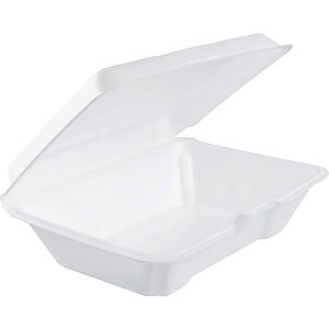 Dart Insulated Foam Hinged Lid Containers Storage Ware, 2.9"x6.4"x9.3"