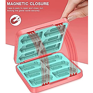 EUROA Nintendo Switch Game Holder - 12 Cartridge Storage Case, Protective Hard Shell, Soft Lining Rubber, Portable - Pink