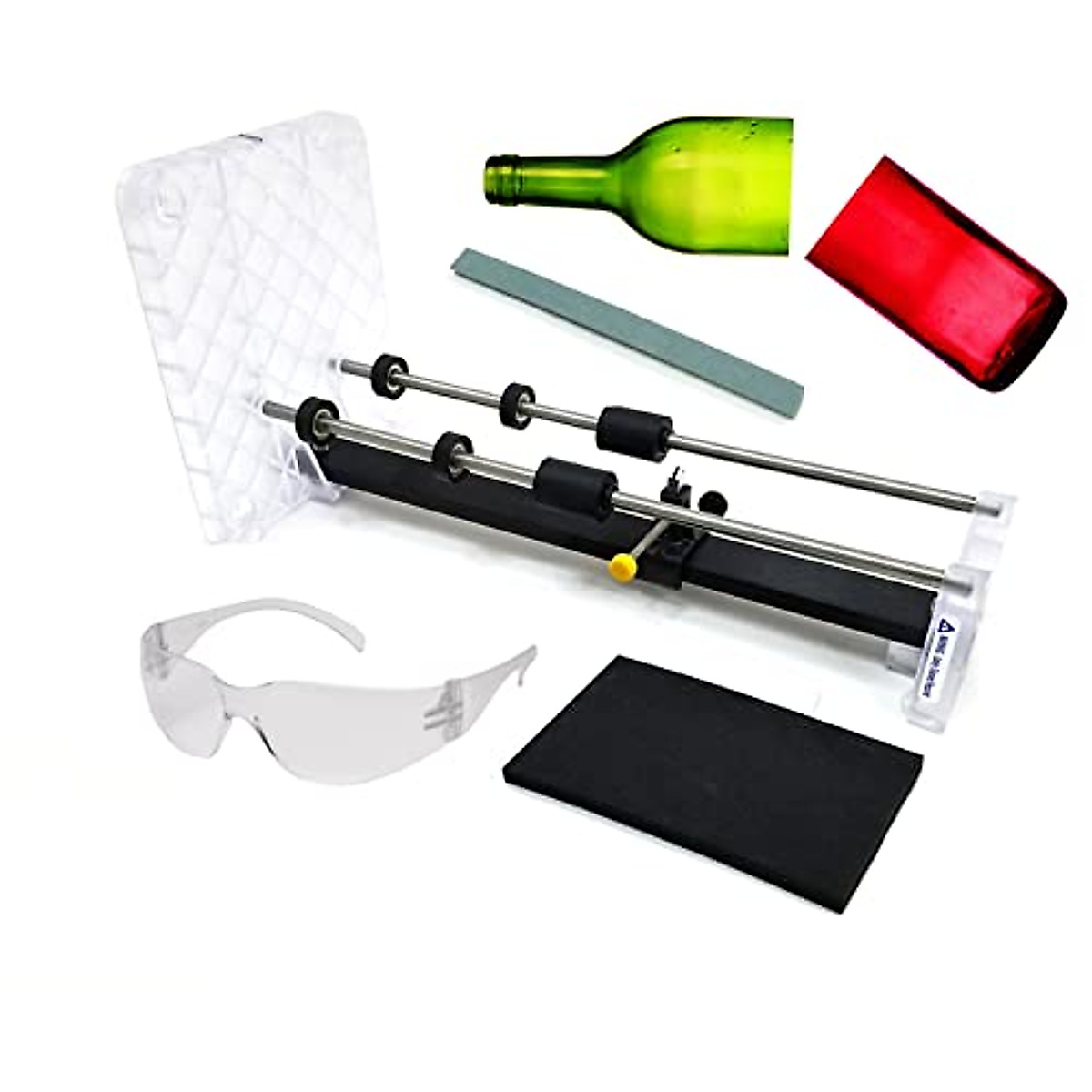 Creator's Glass Bottle Cutter DIY Machine Kit - Professional Series - Most Trusted, Reliable, Loved - Made In The USA - Precision Quality Parts - Includes Carbide Cutter, Ruler, Ball Bearing Rollers, Safety Glasses - Craft Beer/Liquor/Wine Bottles