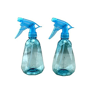 2-Piece Set of 22oz Diamond Plastic Water Bottle Sprayers with Adjustable Nozzles - Versatile Use for Cleaning, Gardening, Hair Care Aromatherapy, Misting Plants (Blue)