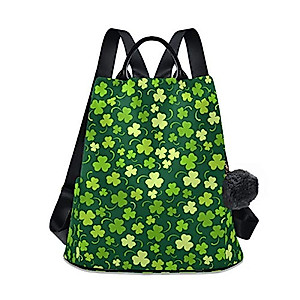 ALAZA St Patricks Day Shamrock Backpack with Keychain for Woman