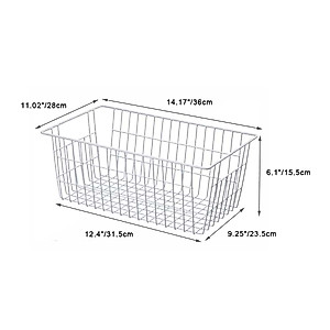 SANNO Freezer Baskets,Farmhouse Metal Wire Basket Freezer Storage Wire Baskets Organizer Wire Storage Basket for Kitchen Pantry Organizer Bins,14"x11"x6"