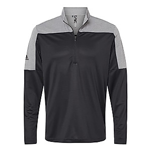 adidas Mens Lightweight Quarter-Zip Pullover, 4XL, Black/Grey Three Melange