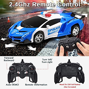 Remote Control Car,Transform Robot RC Car Age 3 4 5 6 7 8-12 Years Old for Kids, Deformation Car Model Toy Gift for Children,One Button Transformation & Realistic Engine Sounds
