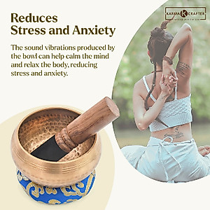 Tibetan Singing Bowl Set - 4.5” inches Sound Bowl Meditation Set - Meditation Bowl with Random Cushion and Mallet - Cuencos Tibetanos for Sound Bath and Healing