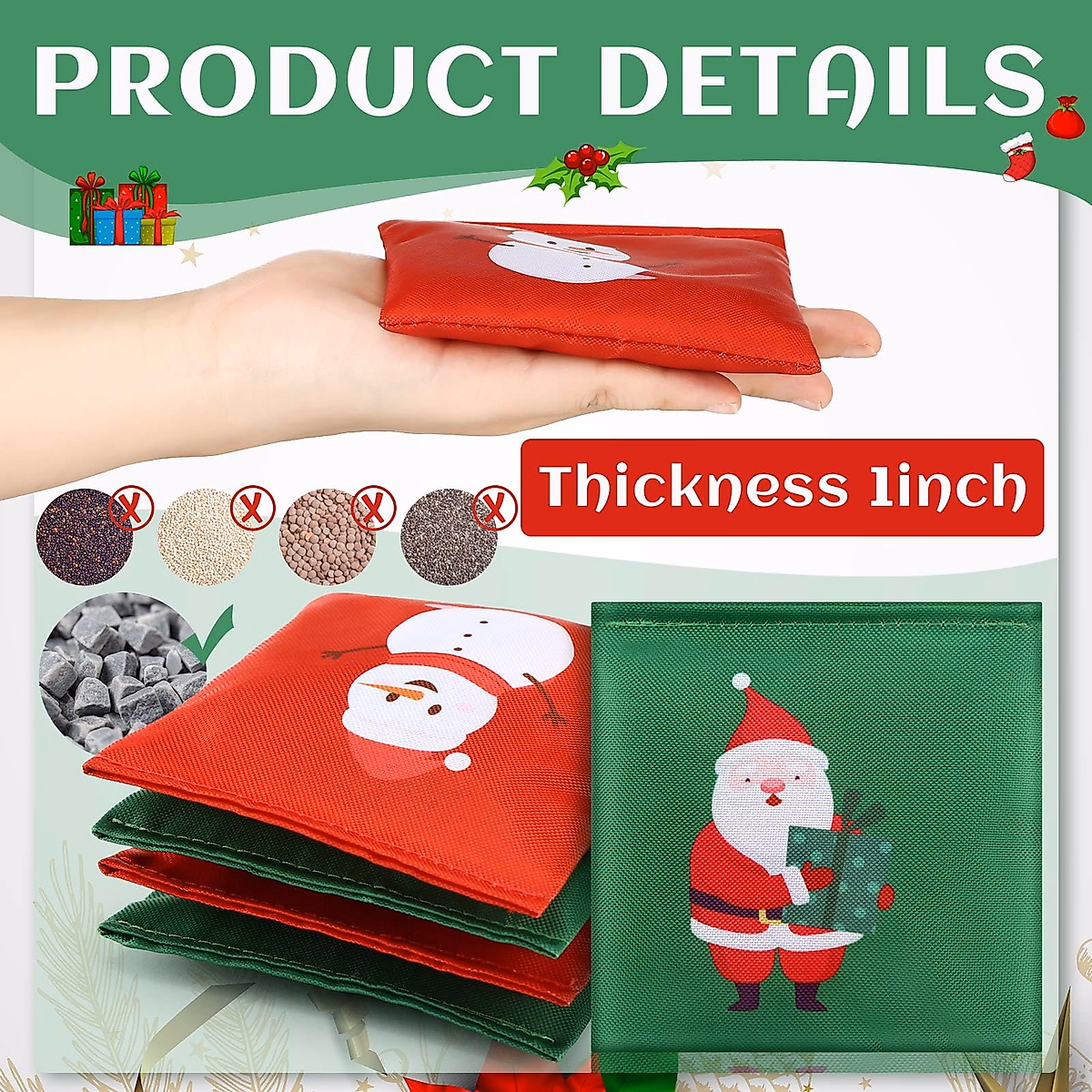 Ceenna 12 Pcs Thanksgiving Bean Bags Halloween Pumpkin Cornhole Game Bags for Tossing Christmas Game Bean Bags Corn Hole Beans Bags for Holiday Party(Snowman and Santa Claus)