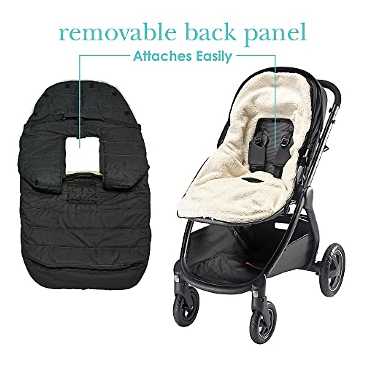 JJ Cole Bundle Me Winter Toddler Car Seat Cover and Bunting Bag - Urban - Weather Resistant Baby Carrier Cover - Winter Baby Essentials - Black