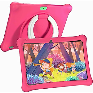 SGIN Tablet for Kids, 2GB RAM 64GB ROM, 10 Inch Android 12 Kids Tablet with Case with Parental Control APP, Dual Camera, WiFi, Educational Games，iWawa Pre Installed （Pink）