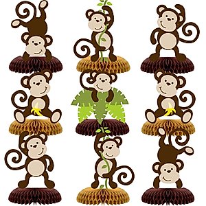 Monkey Honeycomb Table Centerpieces Jungle Party Decorations,Kids Jungle Safari Animal Themed Birthday Baby shower Party Supplies,Monkey Table Toppers Centerpieces Decor