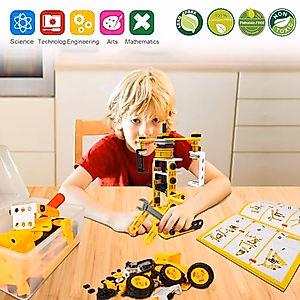 HOMETTER Educational Building Toys STEM Learning Kit, 10 in 1 Construction Blocks for Preschool Kids, 108 Pieces Engineering Toys Creative Set Gift for Boys Age 5 6 7 8 9 10+ Years Old