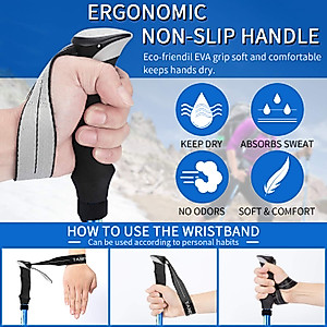 Esup Trekking Poles for Hiking Collapsible Aluminum Alloy 7075 Hiking Poles 2pc Pack Adjustable Quick Lock for Camping, Hiking, Outdoor(Blue)