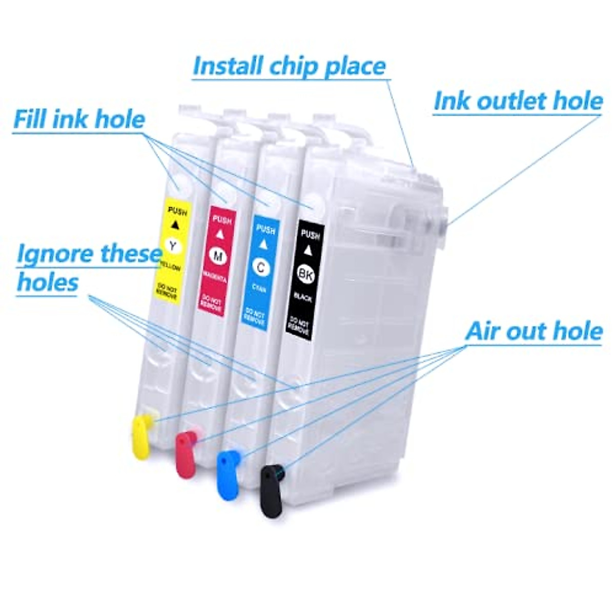 802XL 802 T812 812 Refillable Ink Cartridges No Chip T802 T8021 Replacement Sublimation Ink Cartridges Without Chip & Ink for WF-7820 WF-7830 WF-7840 WF-7310 WF-7835 WF-7845 EC-C7000 Printers