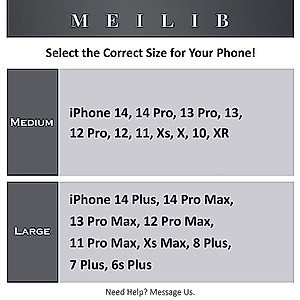 Meilib Belt Case for iPhone 14, 14 Pro, 13 Pro, 13, 12 Pro, 12, 11, XR, Nylon Cell Phone Belt Holder Holster Pouch Cover with ID Card Storage (Fits Phone with Protective Case on) Medium Black