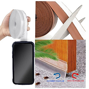 ZningEsxi Door Draft Stopper Under Doors Seal Silicone Seal Strip 2M/78inch Self Adhesive Window Sealing Sticker Bottom Adhesive Black (Width 2.5 cm)