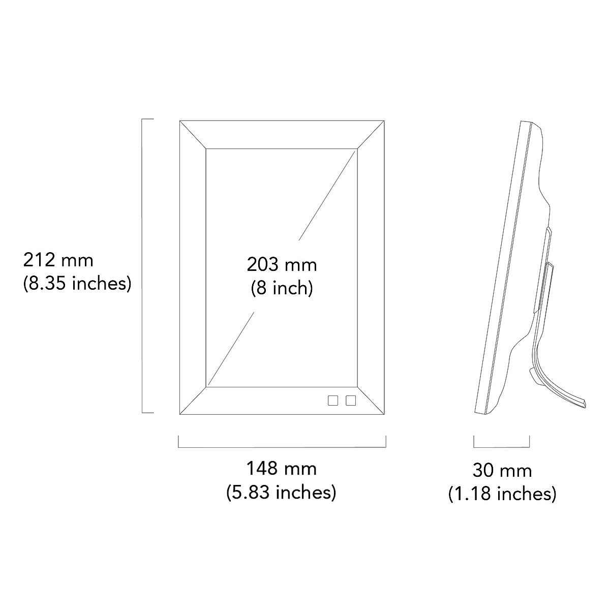 NIX 8 Inch Digital Picture Frame (Non-WiFi) - Portrait or Landscape Stand, HD Resolution, Auto-Rotate, Remote Control - Mix Photos and Videos in The Same Slideshow