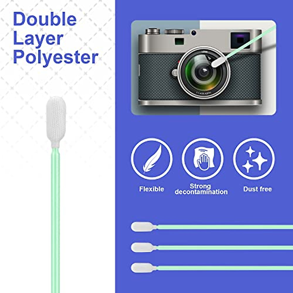 INCHOO 100pc 6.3" Double Layer Polyester Cleaning Swab Sticks for Solvent Format Inkjet Printer Roland Optical Equipment