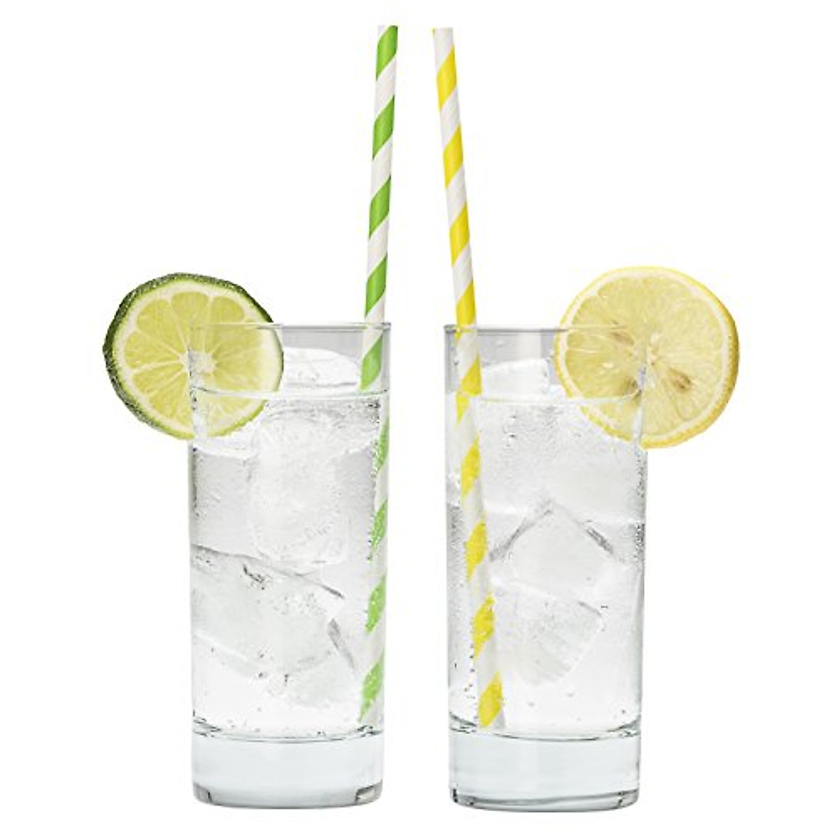 Paper Straws Biodegradable 200 Pack Striped Multi Colored BPA-Free Disposable 8.25" Long Non-Flexible Straw for Everyday/Birthday Party/Easter/Baby Shower/Wedding - By DuraHome