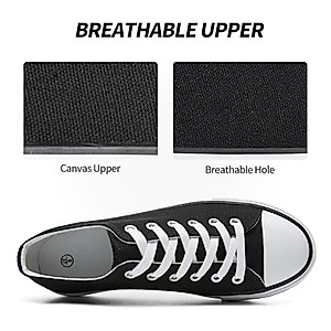 SERNIAL Women's White Platform Sneakers Low Top Platform Shoes Lace Up Canvas Shoes for Women(Black/White,US5)