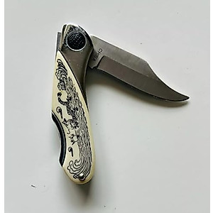 440 STAINLESS STEEL Pocketknife - White Handle, Outdoor, Hunting, Camping, Household - Stainless Steel Material