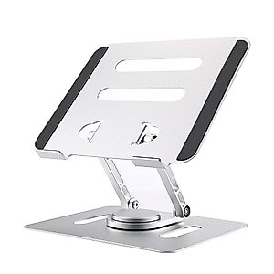 UPERFECT Portable Monitor Stand, Adjustable Laptop Stand with 360 Rotating Base, Ergonomic Laptop Riser for Desk, Heavy Duty Aluminum Stand for 7-18.5 Inch Monitor/Laptops/Tablet, Silver