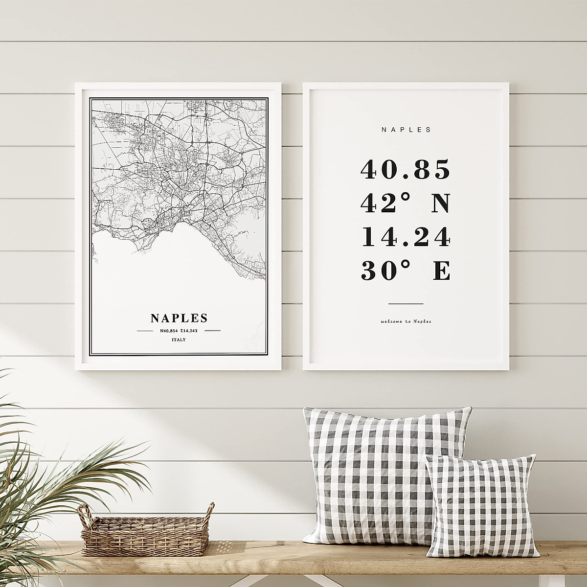 Dear Mapper Naples Italy View Abstract Road Modern Map Art Minimalist Painting Black and White Canvas Line Art Print Poster Art Print Poster Home Decor (Set of 3 Unframed) (12x16inch)