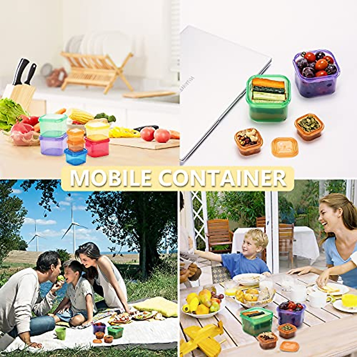 Lanfubiao Portion Control Containers for Weight Loss (14 Piece) - 21 Day Fix Measuring Cups and Food Plan with Free eBook, Multi Color and Label Engraved Healthy Diet Containers