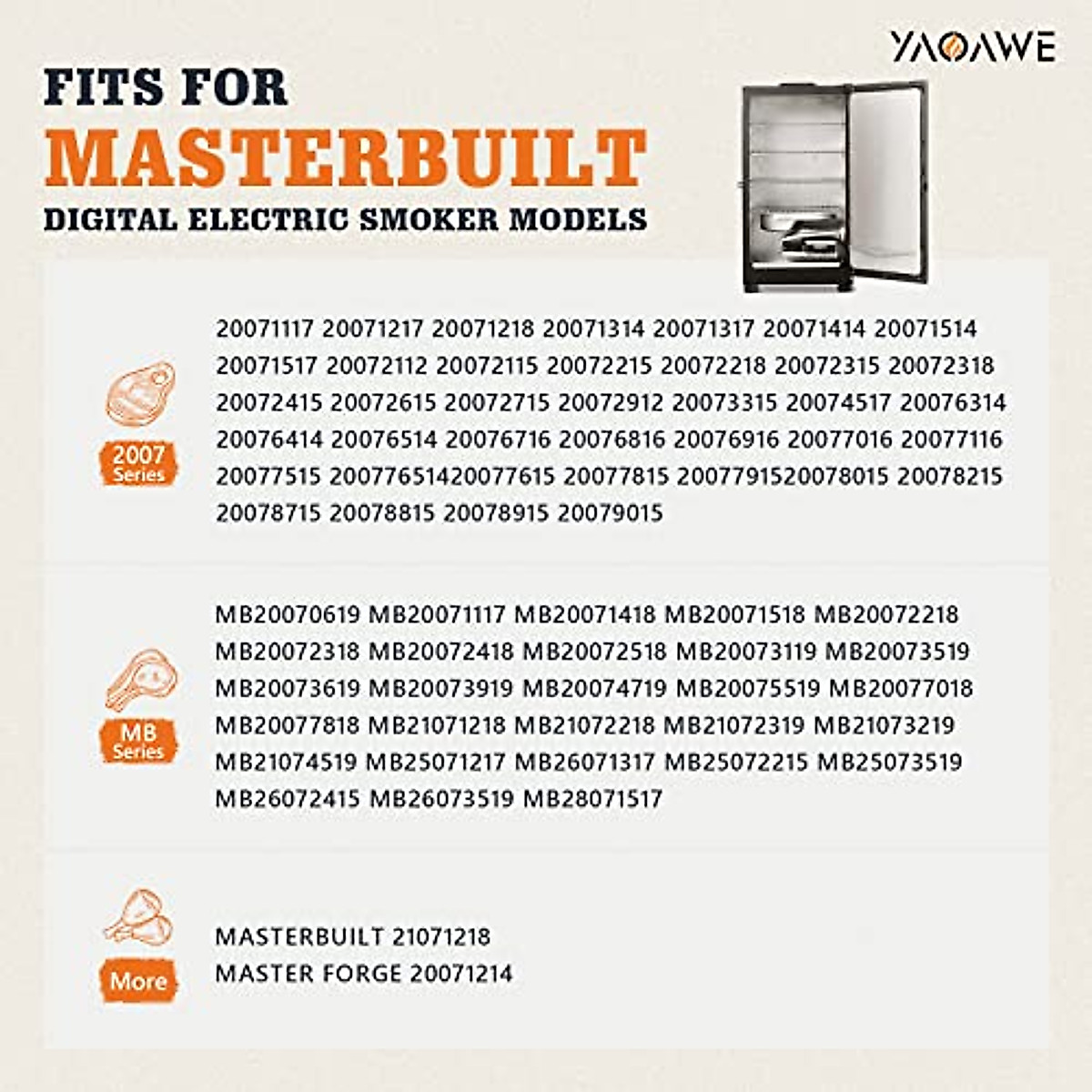 Replacement Part 9907120011 800 Watt Heating Element Kit & Part 9907180088 Meat Probe for Masterbuilt Electric Smokers