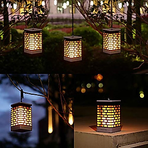 Zhenmu home Waterproof LED Solar Flame Garden Light Wall Light Outdoor Stair Lighting Safety Light Candle Hanging Solar Lantern